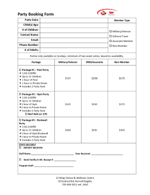 Fillable Online Birthday Pool Party Form - James City County Fax Email ...