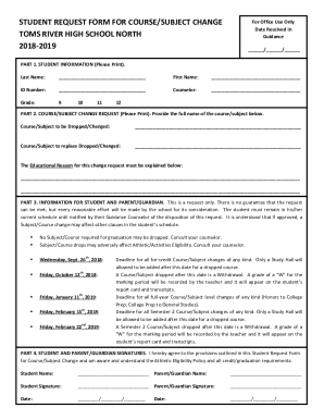 Fillable Online student request form for course/subject change Fax Email Print - pdfFiller