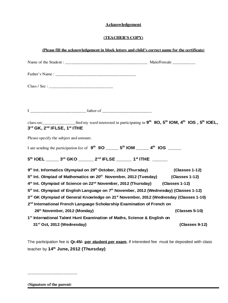 Fillable Online Acknowledgement 3rd GK, 2nd IFLSE, 1st ITHE 5th IOEL ...