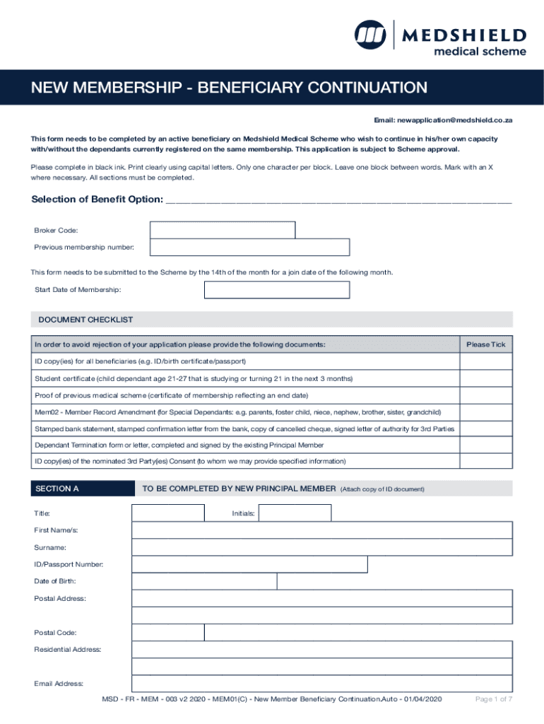 Fillable Online MEDSHIELD MEMBER APPLICATION - Key West Brokers Fax ...