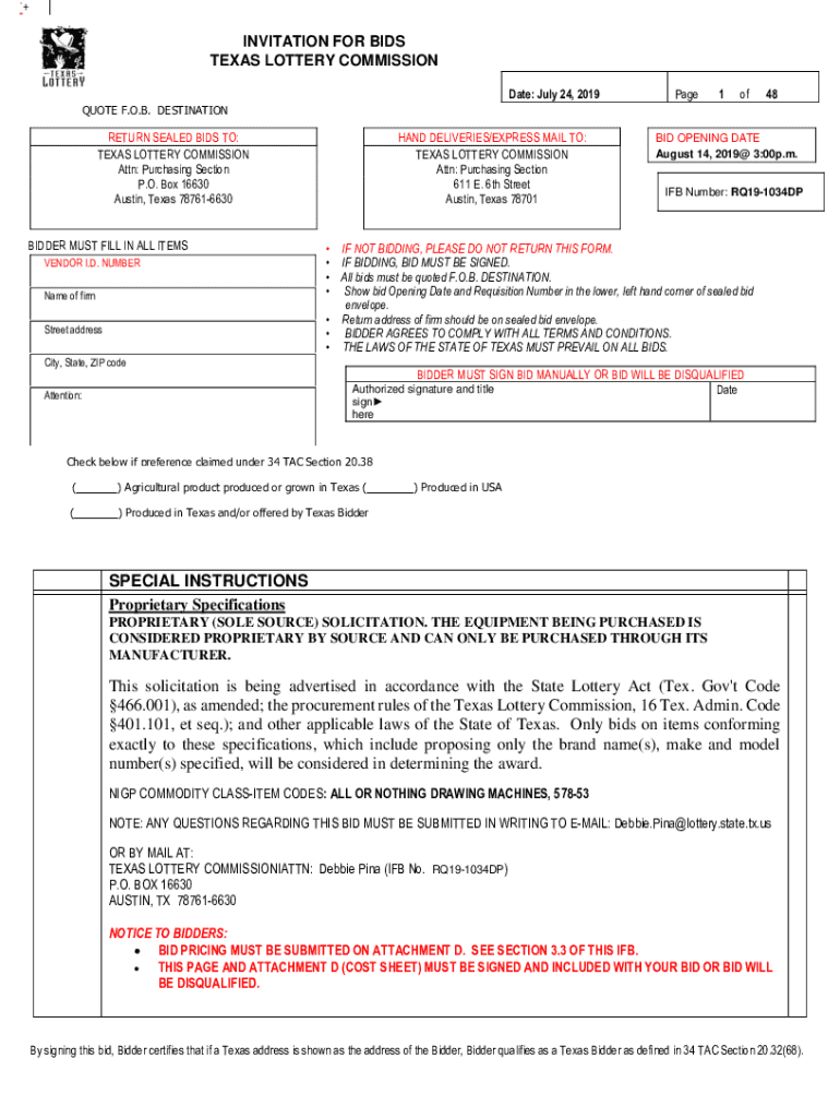Fillable Online IFB for All or Nothing Drawing Machines Fax Email Print - pdfFiller