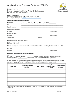 Fillable Online Wildlife Management - Forms, Permits and Fees Fax Email ...