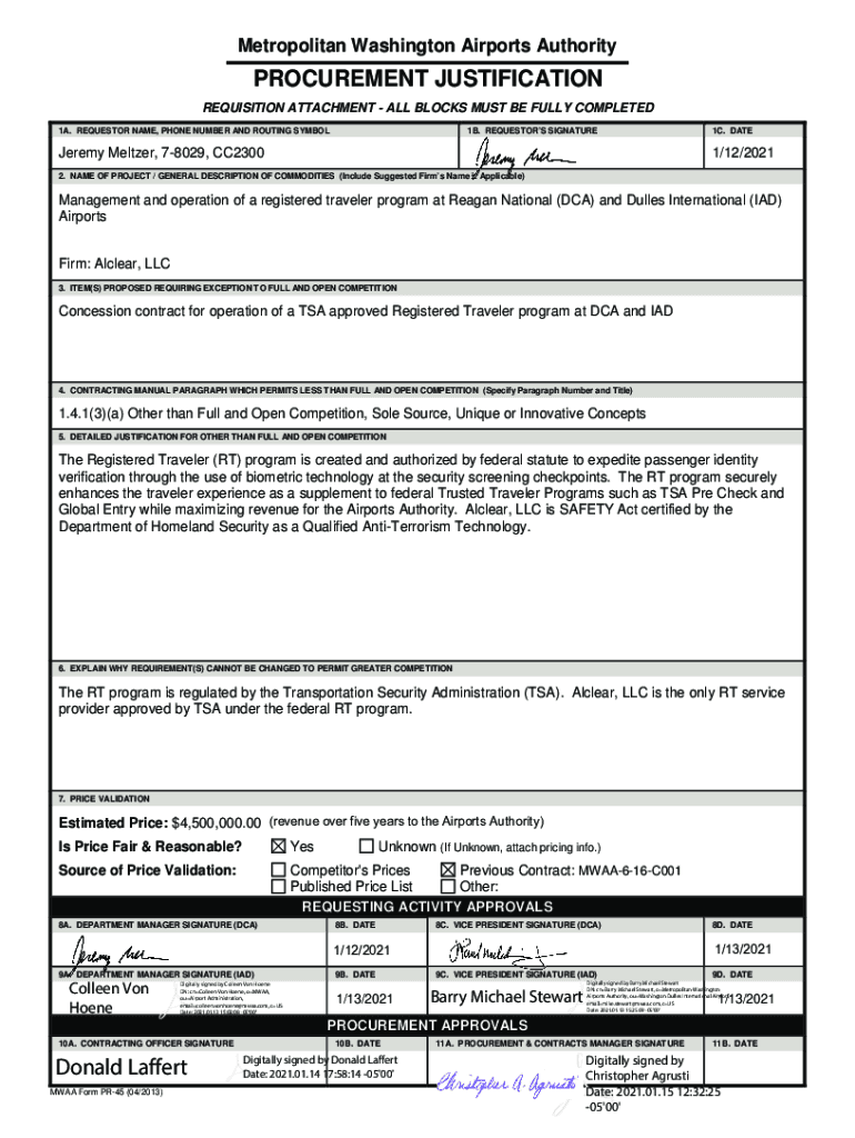Fillable Online Procurement Justification Form - DCAIAD Consolidation Fax Email Print - pdfFiller
