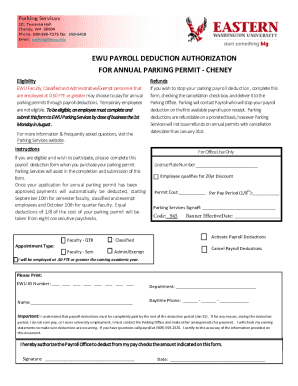 Fillable Online ewu payroll deduction authorization for annual parking ...