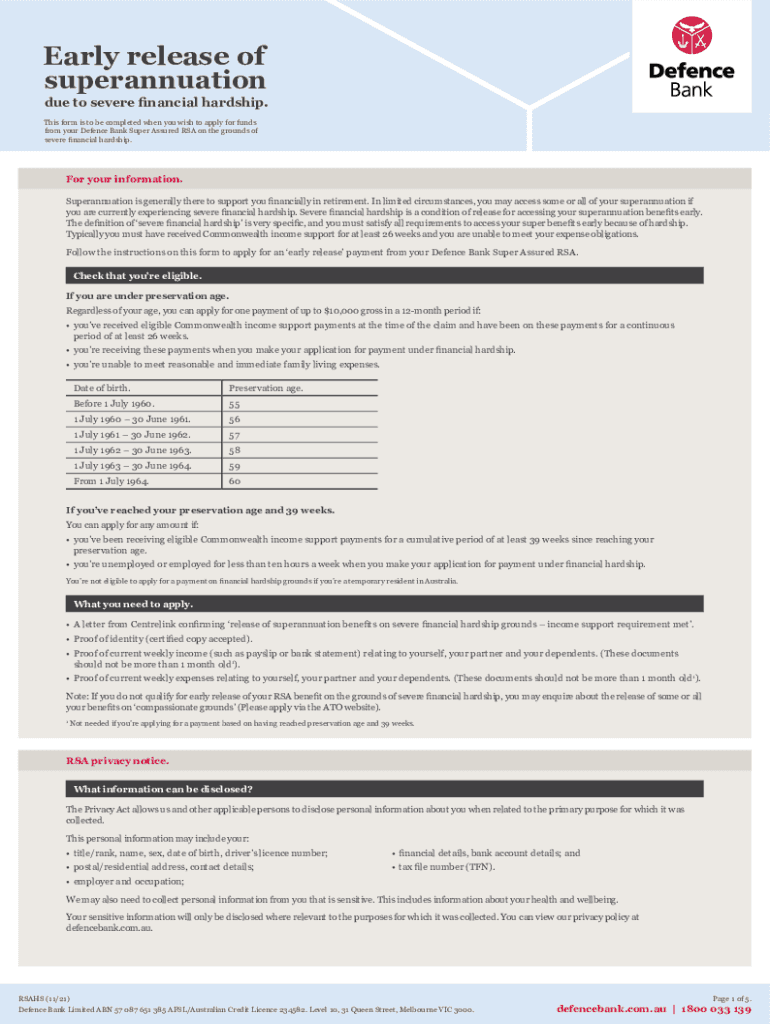 Fillable Online How to apply to release your superannuation early Fax ...