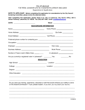 Fillable Online bureau of victim compensation claim form Fax Email ...