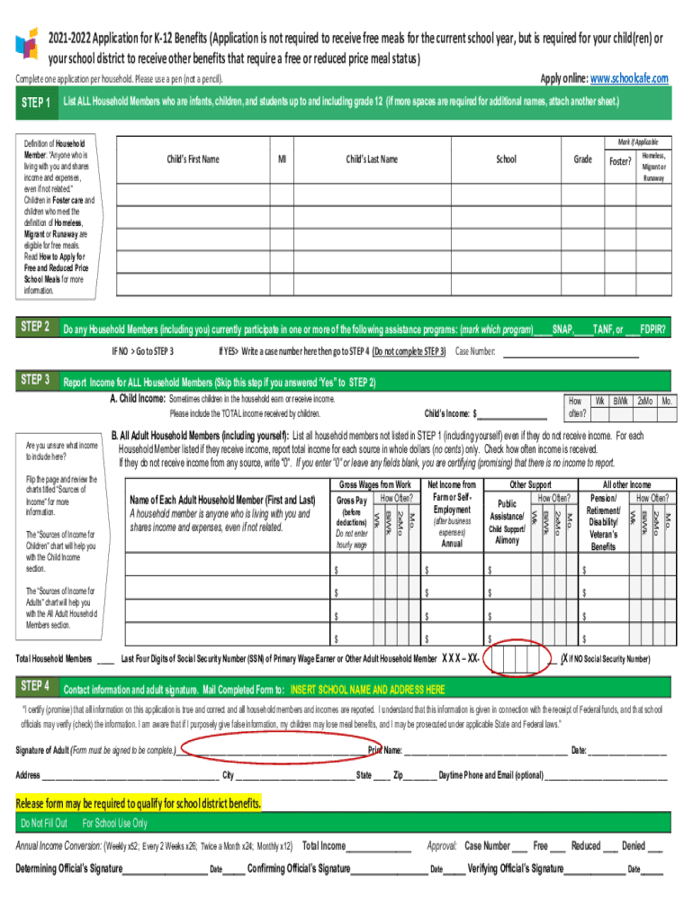 Fillable Online Free and Reduced Meal Application - SharpSchool Fax Email Print - pdfFiller