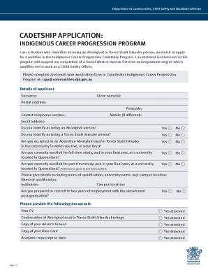 Fillable Online Cadetship application - Indigenous Career Progression ...