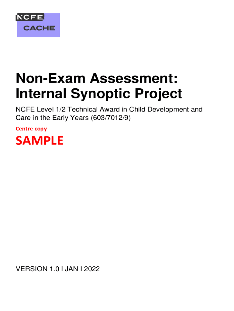 Fillable Online Non-Exam Assessment: Internal Synoptic Project SAMPLE ...
