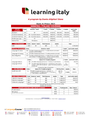 Fillable Online Learning Italy - A Study Program by Dante Alighieri ...