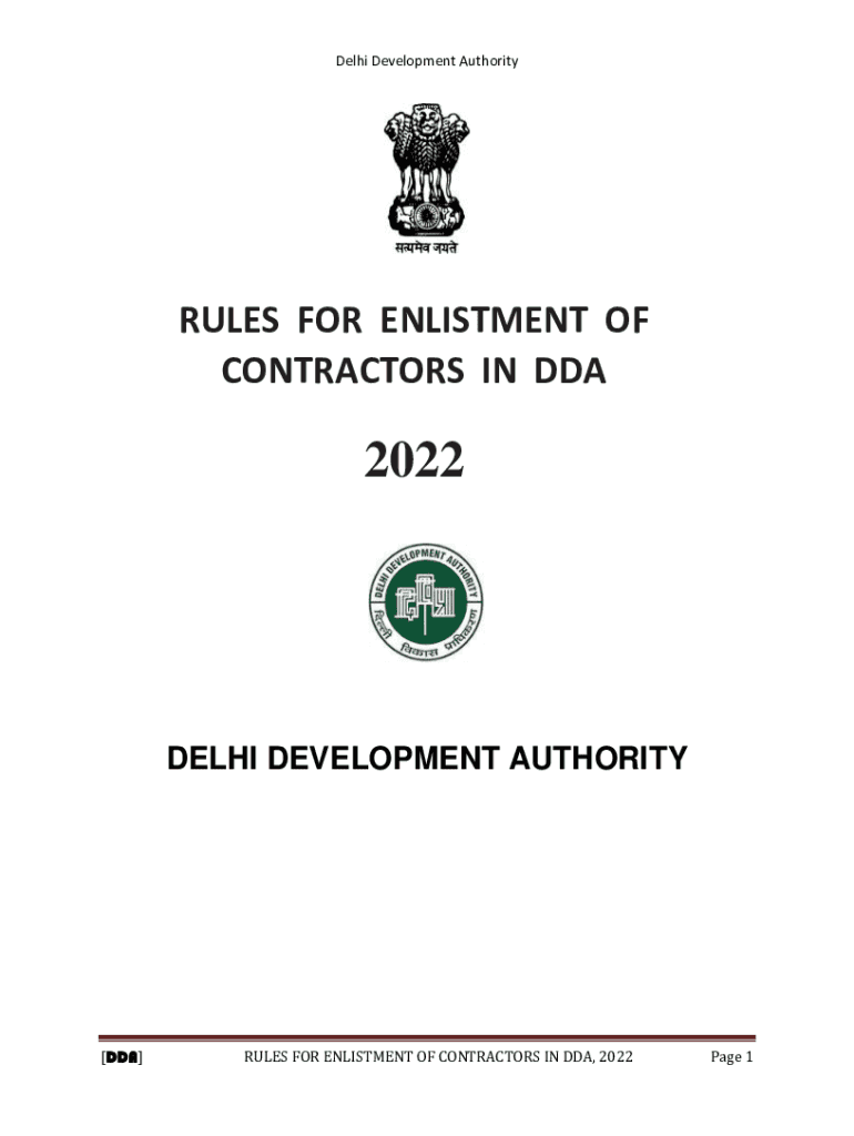 Fillable Online RULES FOR ENLISTMENT OF CONTRACTORS IN DDA Fax Email ...