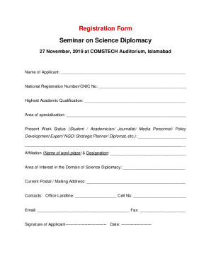 Fillable Online Registration Form Seminar on Science Diplomacy Fax ...
