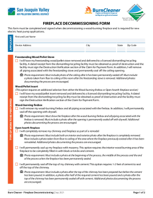 Fillable Online FIREPLACE DECOMMISSIONING FORM Fax Email Print - pdfFiller