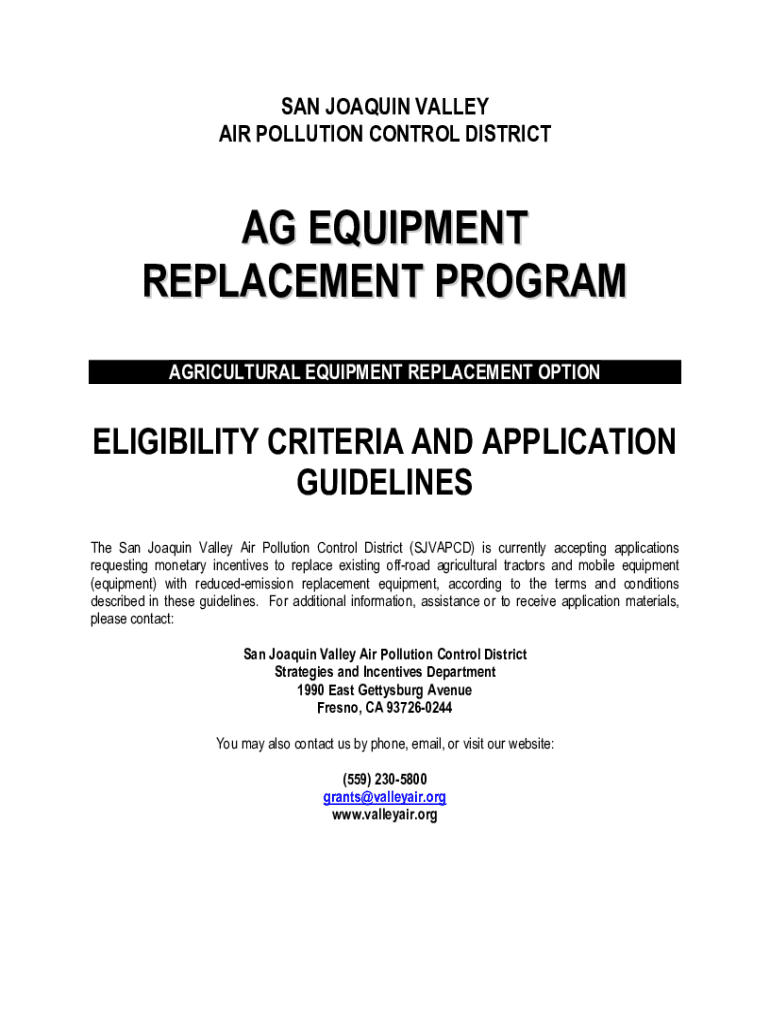 Fillable Online Tractor Replacement ProgramValley Air District Fax ...