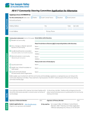 Fillable Online AB 617 Community Steering Committee Application for ...