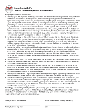 Fillable Online I Voted Sticker Design Parental Consent Form. I Voted ...