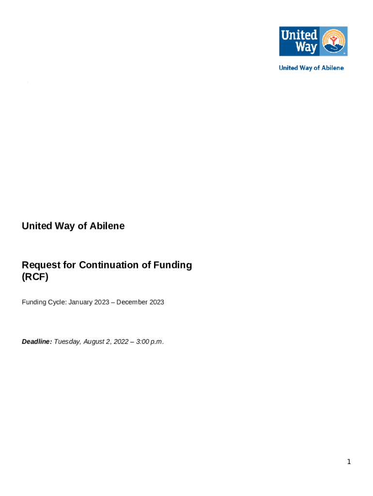 Request for Continuation of Funding Process and Application Guidance Doc Template | pdfFiller