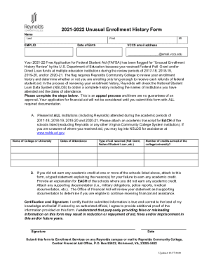Fillable Online 2019-20 Unusual Enrollment History Form Fax Email Print ...