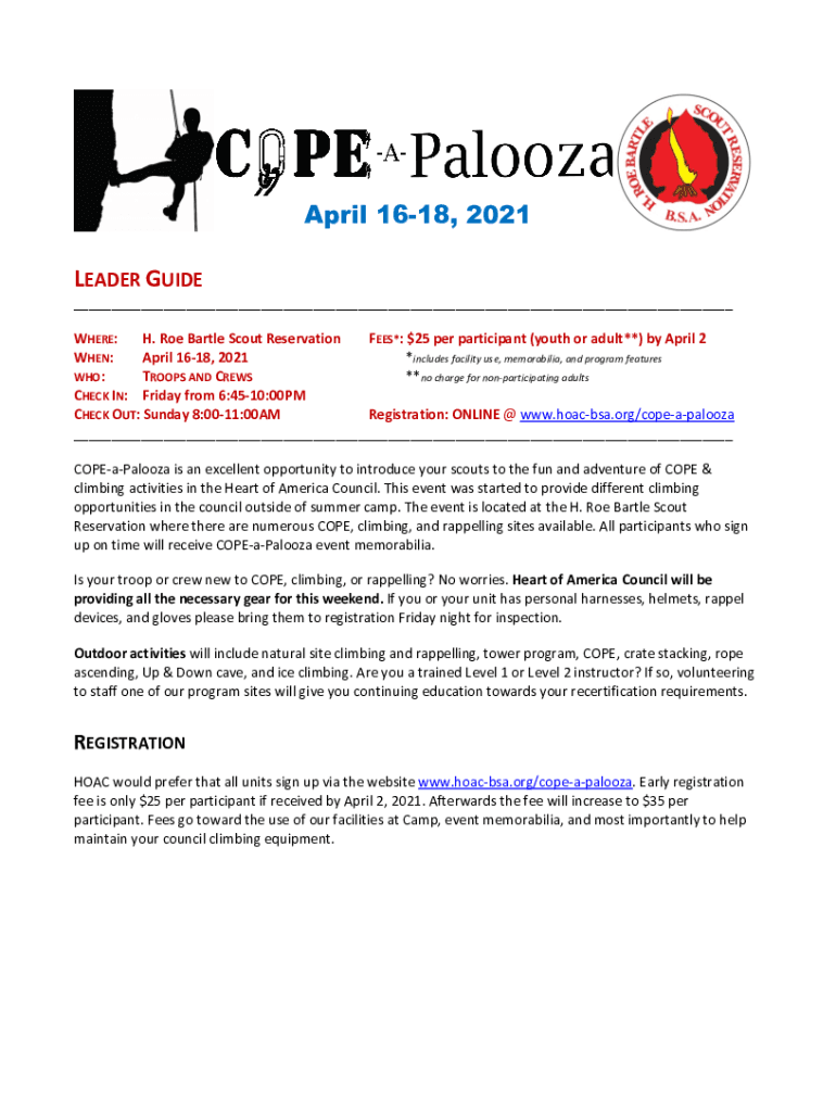 Fillable Online About Summer Camp at H. Roe Bartle Scout Reservation ...