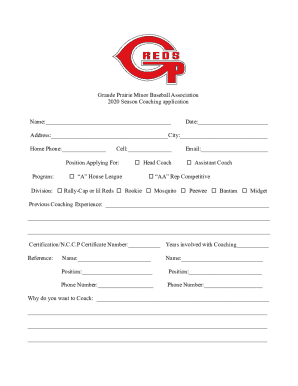 Fillable Online Coach Application Form Fax Email Print - pdfFiller