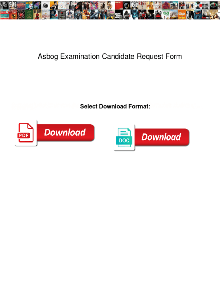 Fillable Online Asbog Examination Candidate Request Form. Asbog ...