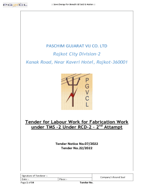 Fillable Online PASCHIM GUJARAT VIJ CO. LTD Tender for Fabrication work ...