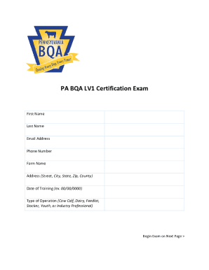 Fillable Online PA BQA LV1 Certification Exam Fax Email Print - pdfFiller
