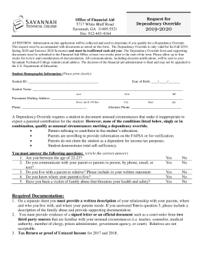Fillable Online Dependency Override Fax Email Print - pdfFiller