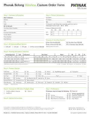 Fillable Online Custom Earpiece 4.0 & 6.0 Order Form - Phonak Fax Email ...