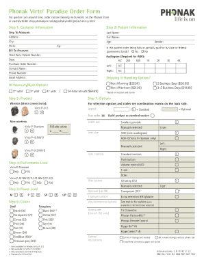 Fillable Online Order Form: Phonak Paradise RIC Instruments Fax Email ...