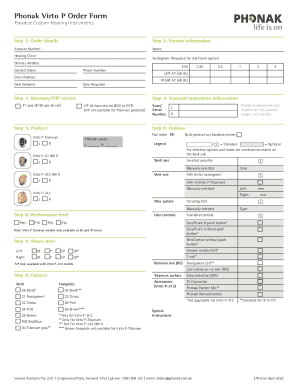 Fillable Online Phonak Virto P Order Form Fax Email Print - pdfFiller