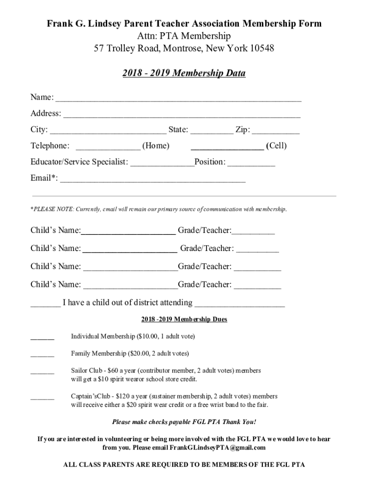 Fillable Online PTA / Useful Forms - Hendrick Hudson School District Fax Email Print - pdfFiller