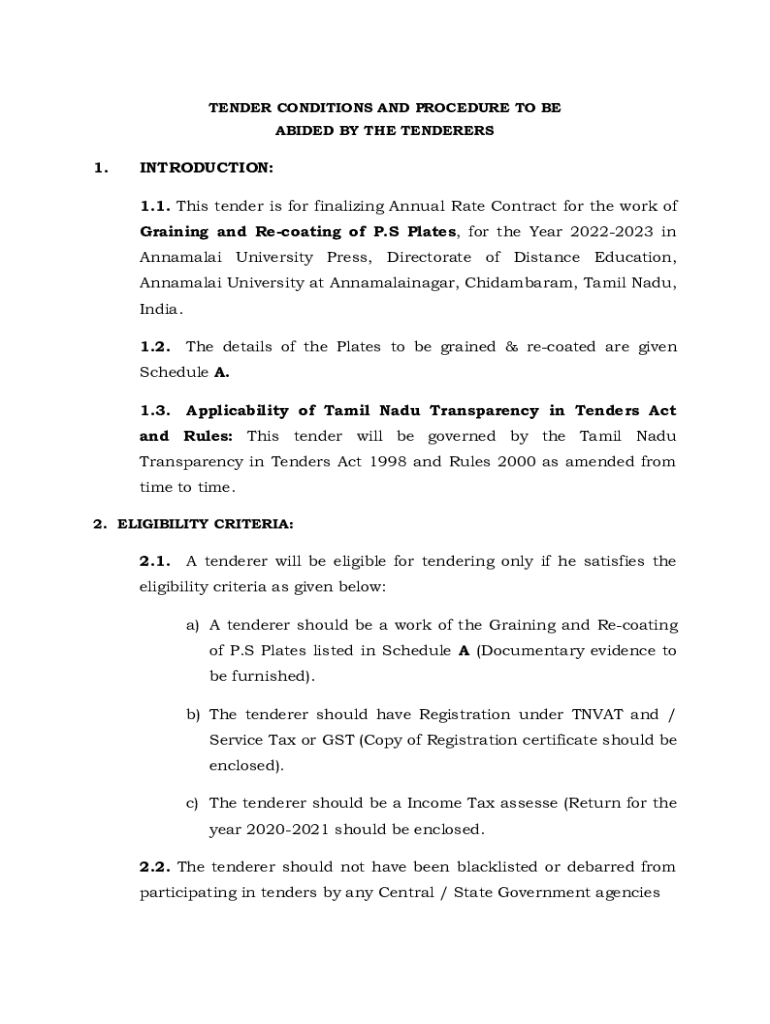 Fillable Online Procurement guidelines for tender preparation ...