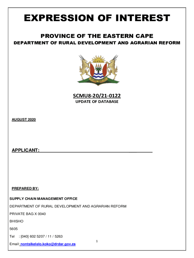 Fillable Online Eastern Cape Department of Rural Development and Agrarian ... Fax Email Print ...