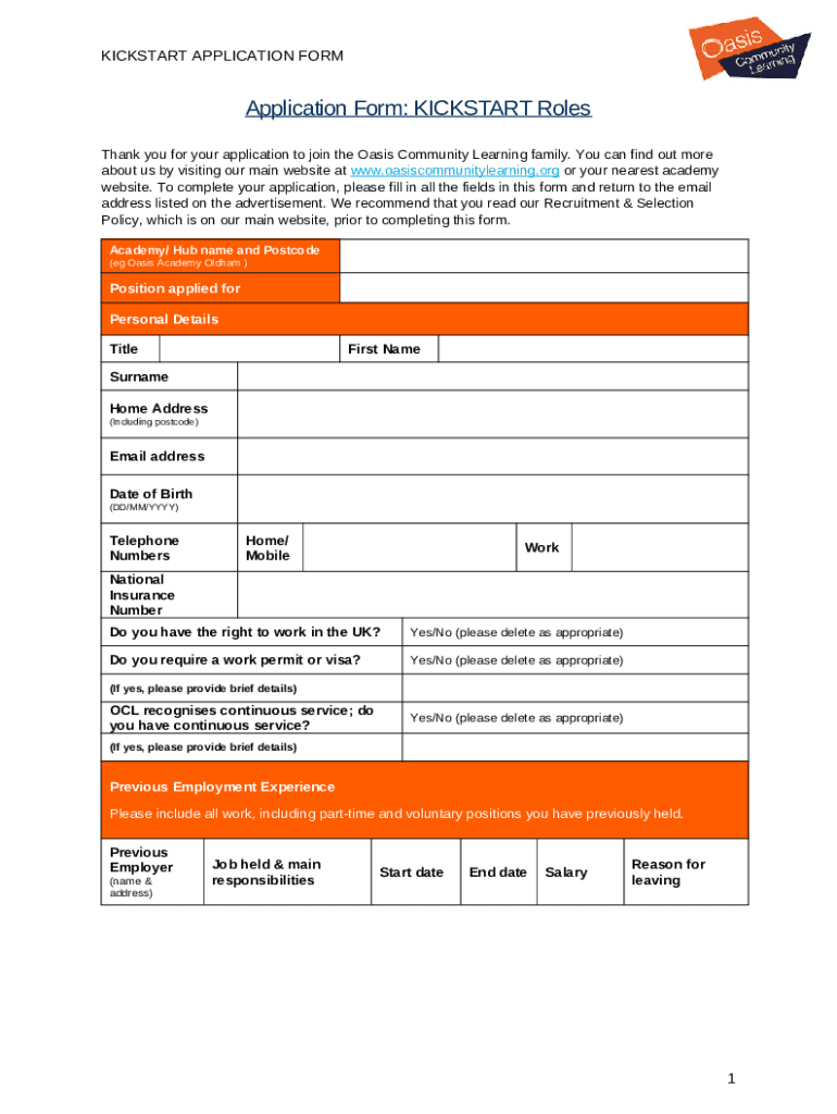 Application - Oasis Community Learning Doc Template | pdfFiller