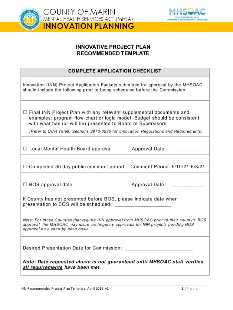 Fillable Online innovative project plan recommended template Fax Email ...