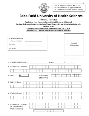 Fillable Online Admission Application Form2020 Fax Email Print - pdfFiller