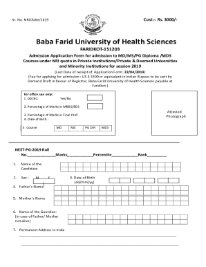 Fillable Online Admission application form19 Fax Email Print - pdfFiller