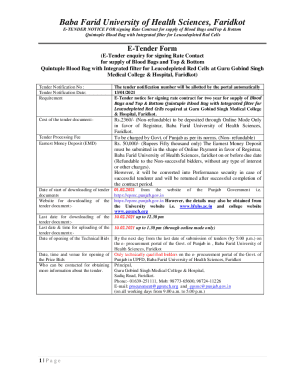 Fillable Online E-TENDER NOTICE FOR signing Rate Contract for supply of ...