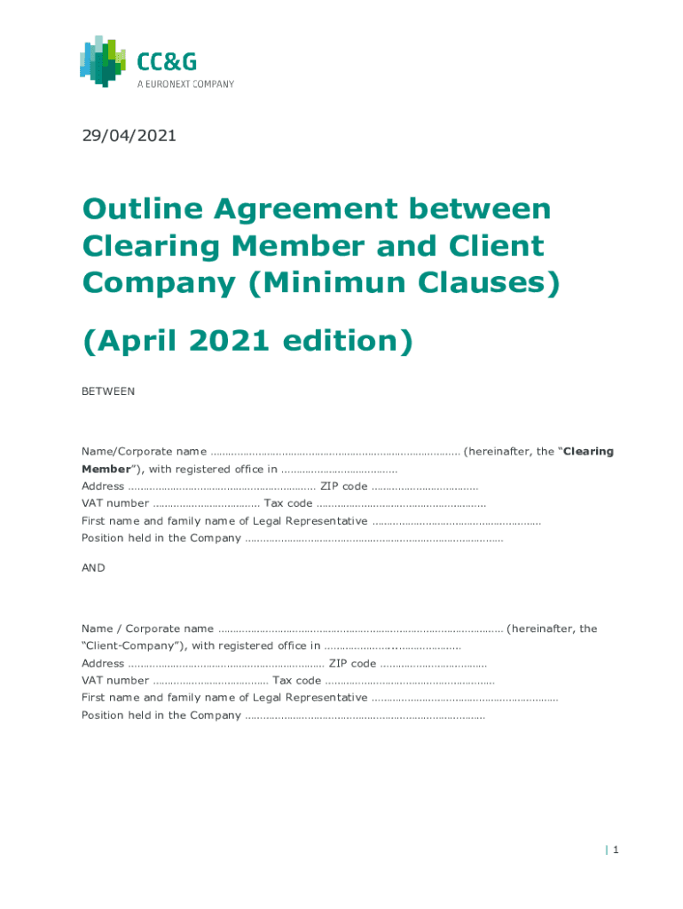 Fillable Online Outline Agreement between Clearing Member and Client ...