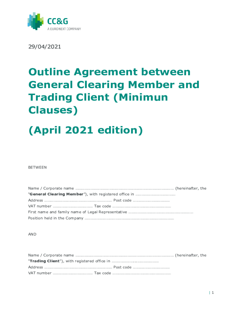 Fillable Online Outline Agreement General Clearing Member Trading ...