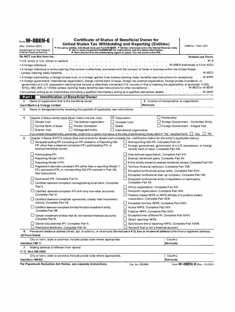 Fillable Online KPMG report: Treaty claims and Form W-8BEN-E Fax Email ...