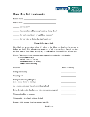 Fillable Online Sleep Test Order & Questionnaire Form - CPAP ...