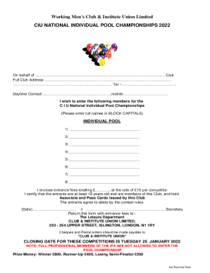 Fillable Online CIU Games & Quiz Entry Forms Fax Email Print - pdfFiller