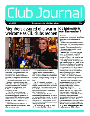 Fillable Online Members assured of a warm welcome as CIU clubs reopen ...