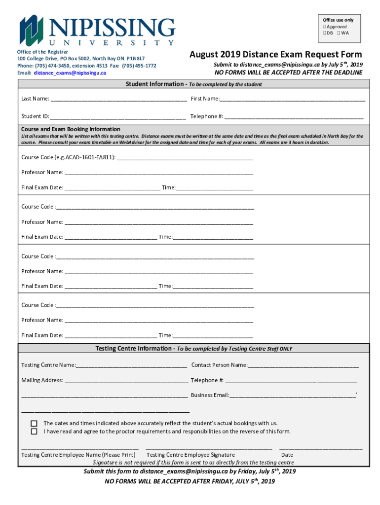 Fillable Online Nipissing University - Student Counselling Services Fax Email Print - pdfFiller