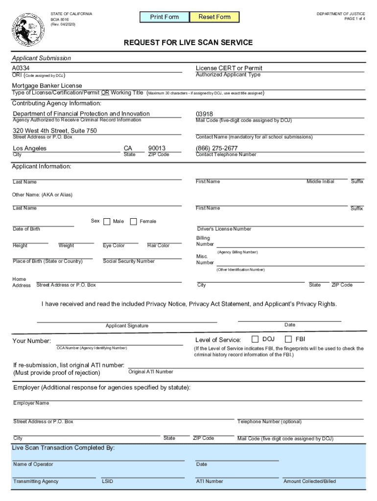 Fillable Online 2020-2023 CA BCIA 8016 (Formerly BCII 8016) Fill Online ... Fax Email Print ...