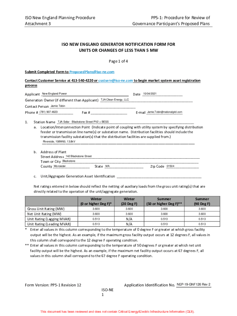 Fillable Online Federal Street PV + BESS (MA-25962920) - ISO New ...