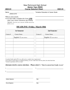 Fillable Online Course Registration Booklet - New Richmond Schools Fax ...