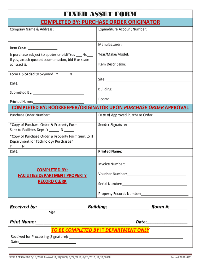 Fillable Online FIXED ASSET FORM Fax Email Print - pdfFiller